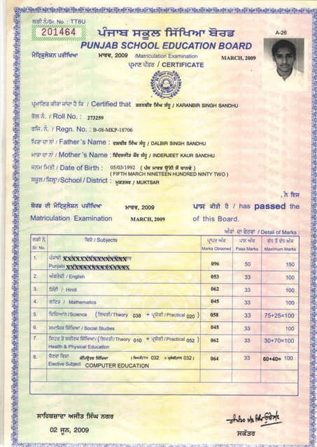 Matric Degree | PDF