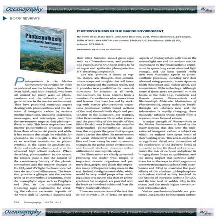 Photosynthesis in the Marine Environment BOOK REVIEW | PDF