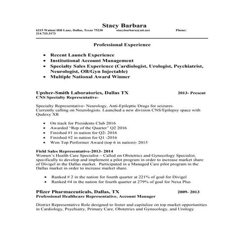 Stacy Barbara resume 2016 | DOC