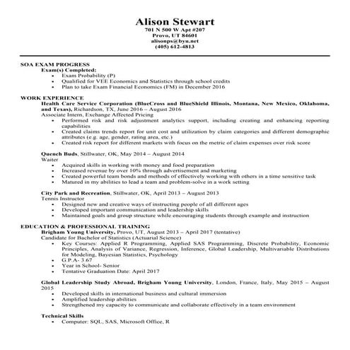 Alison Stewart resume | PDF