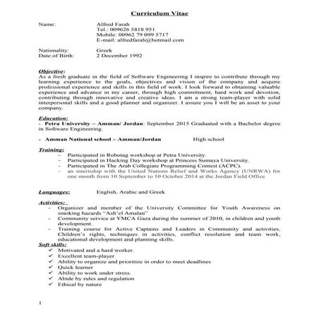 Curriculum-Vitae-Alfred-Farah | PDF