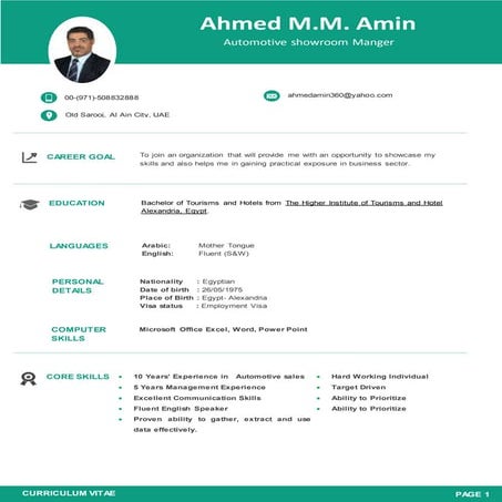 CV Green 1 | DOCX | Sales | Business