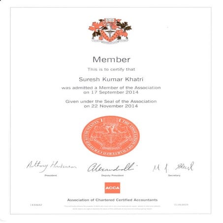 ACCA MEMBERSHIP CERTIFICATE | PDF