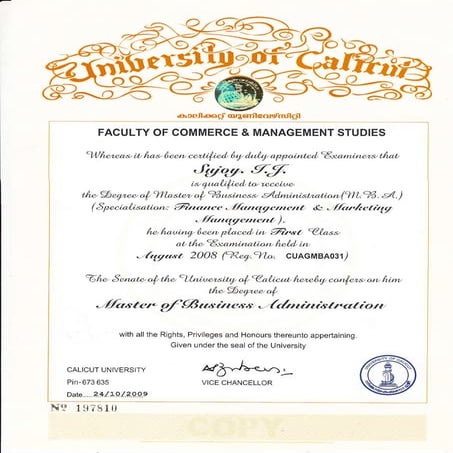 MBA Certificate | PDF