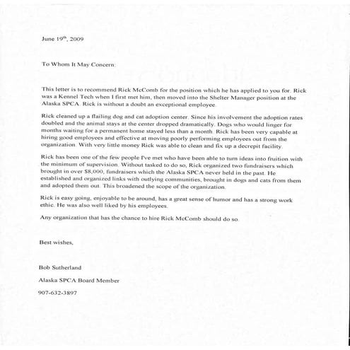2009 Bob Sutherland Reference letter | PDF