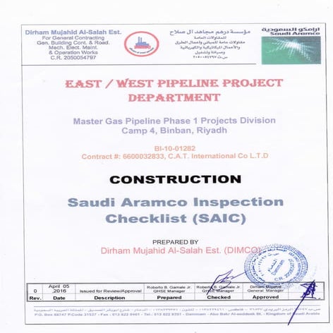 Saudi Aramco Typical Inspection Plan (SATIP) | PDF
