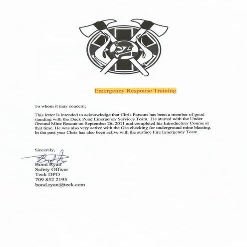 Mine Reference Letter