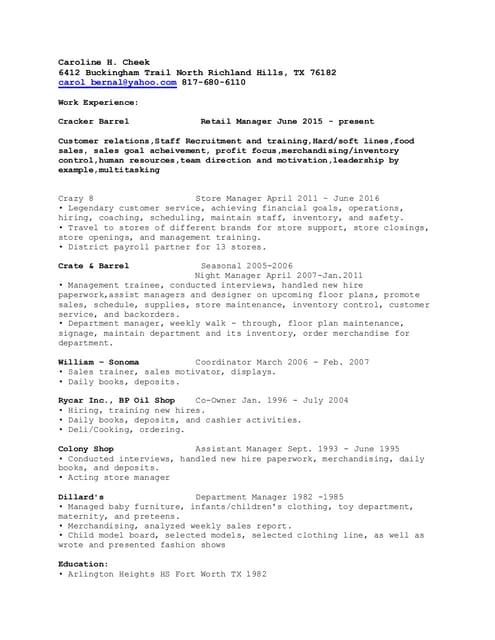 Dawn Resume - 2017 Management | PDF