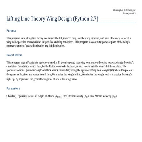Lifting Line Theory Wing Design | PDF