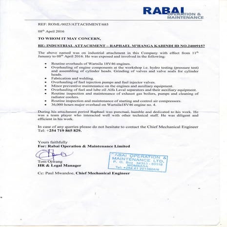 Recommendation L. Rabai power | PDF