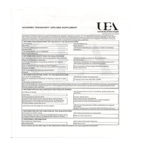 Bachelors Transcript Page 1 | PDF