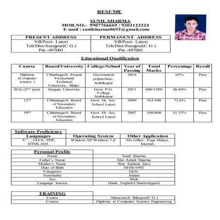 Sunil Sharma Resume | DOCX