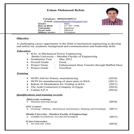 cv -ESLAM (1)-1 | DOC | Civil Engineering Industry | Industries
