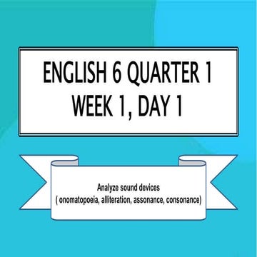 English 6 Grade 6 1st Quarter Week 1 Day 1 to 5 | PPTX