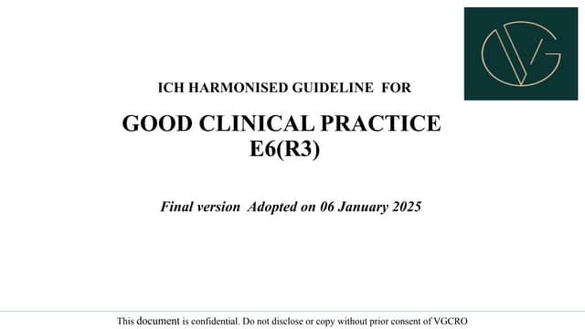 Brief Introduction to ICH E6 (R3) guidelines | PPTX