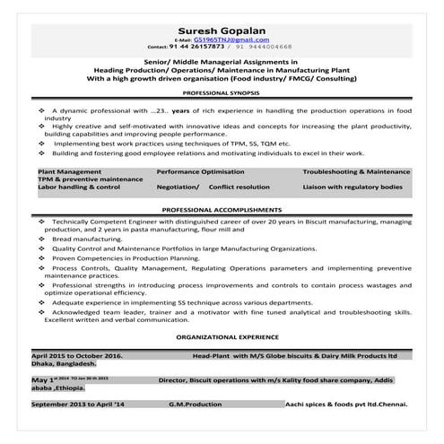 suresh new CV | DOC | Manufacturing Industry | Industries
