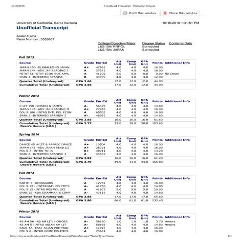 Unofficial Transcript_Ejima | PDF