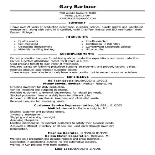 Gary Barbour Resume | DOCX