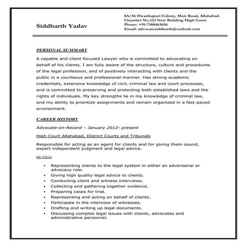 SIDDHARTH YADAV - CV | PDF