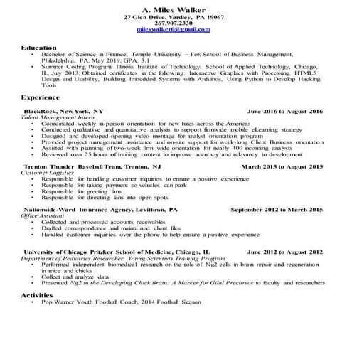 Miles Walker Resume - August 2016 | DOCX