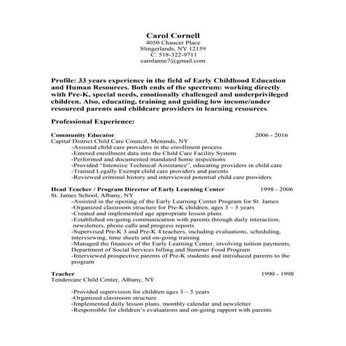 Carol Cornell Resume 062516 | DOC