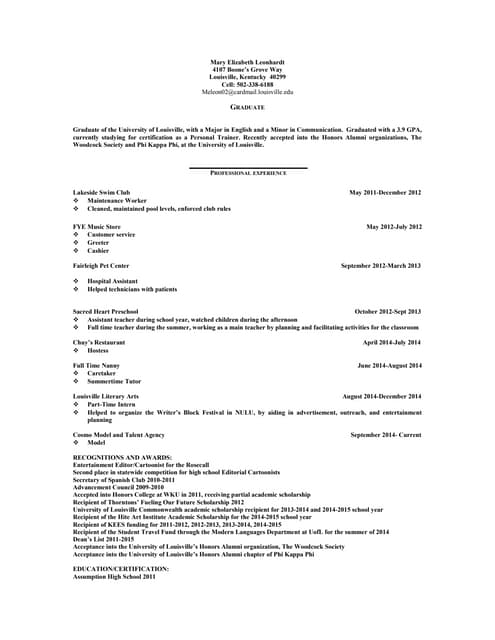 Jennifer Lewis Resume | PDF