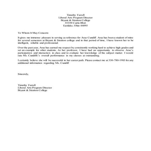 Reference Letter Chaney | DOCX