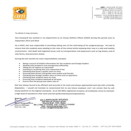 Professional Reference Letter | PDF