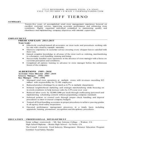 Bernard Harringtons Resume | DOC