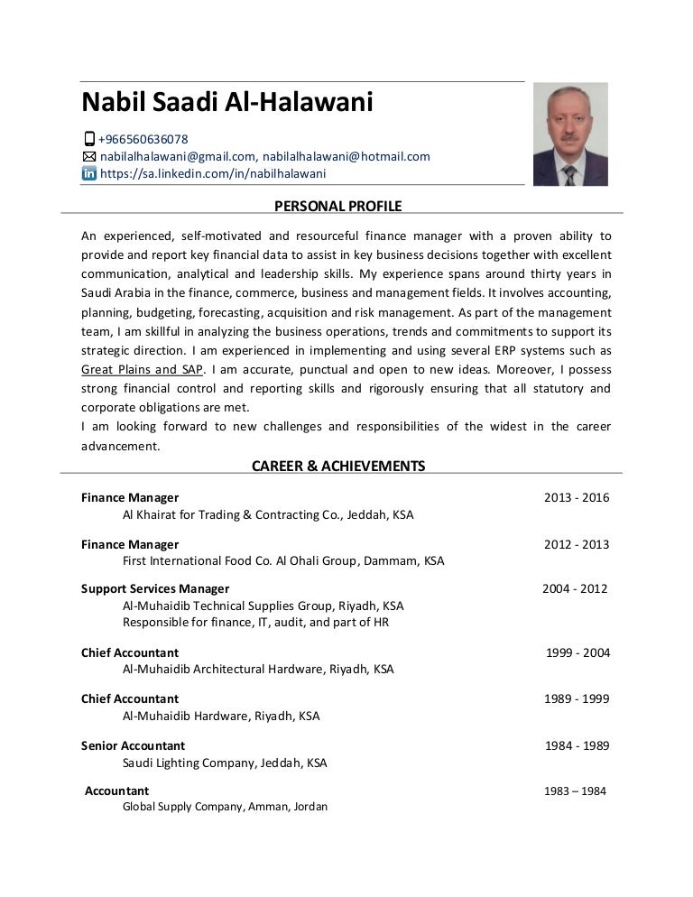 Finance Manager CV 4 2016 Finance Manager CV 4 2016