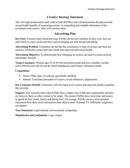 4 creative strategy statement and plan | PDF