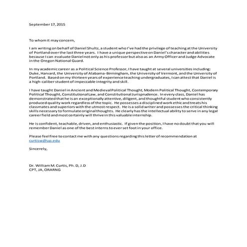 Letter of Recommendation - Paul Thaler | PDF