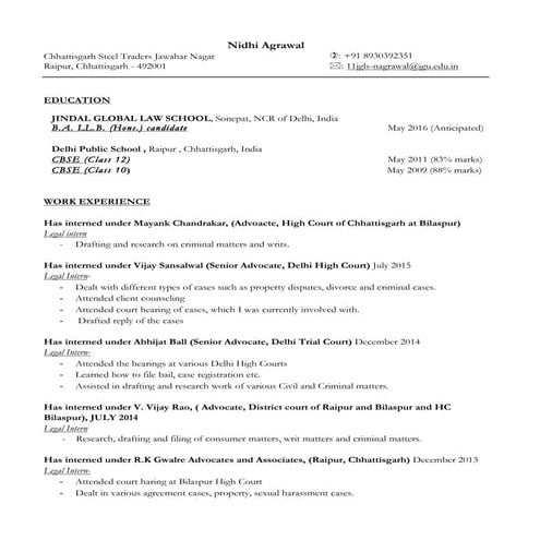 Nidhi Agrawal Resume | PDF