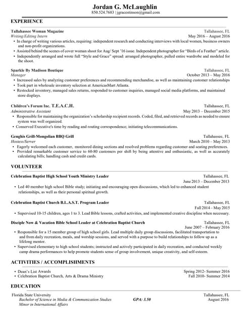 resume fall 2015 | PDF