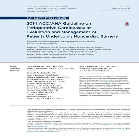 ACC guide line Cardiovascular risk assessment for non cardiac surgery2 ...