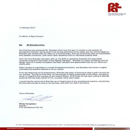 Brendan Chen Professional Reference 2012 | PDF