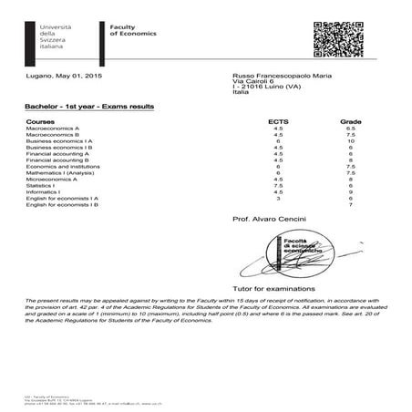 Transcript_Bachelor_of_Economics | PDF