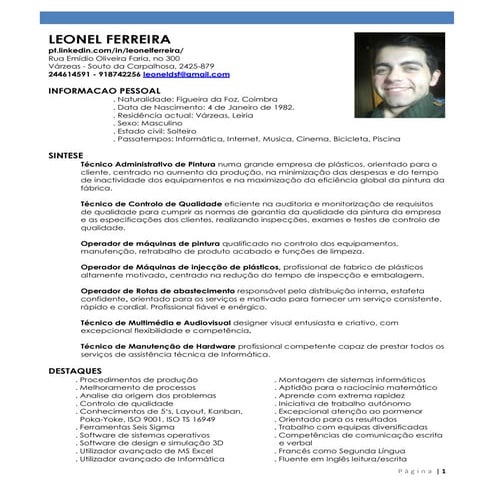LEONEL FERREIRA curriculum 2015 final2 | PDF