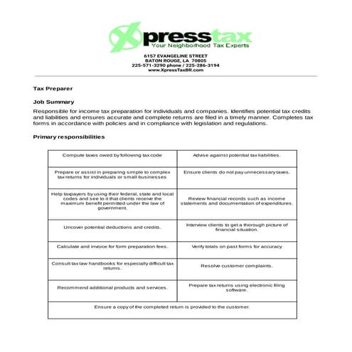 XPRESS JOB DESCRIPTION - Google Docs | PDF