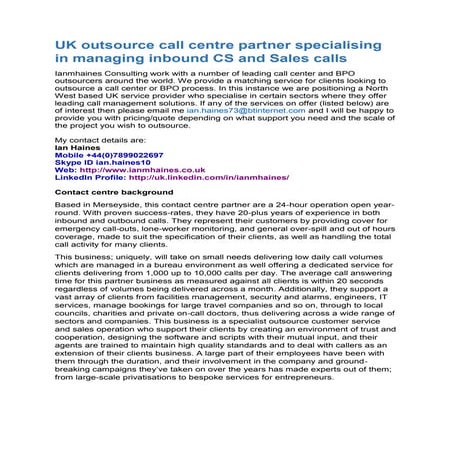 UK outsource call centre partner specialising in managing inbound CS ...