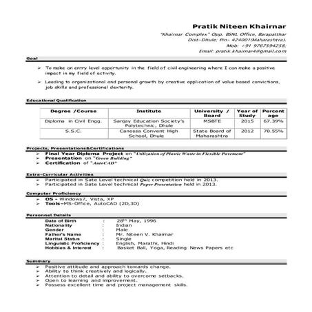 sample format of a resume | DOCX