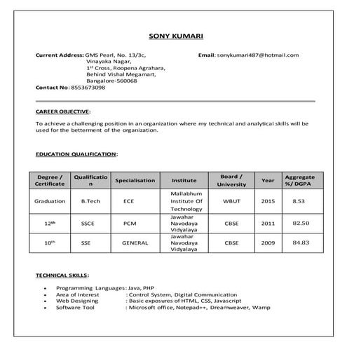 Sony_Resume | PDF