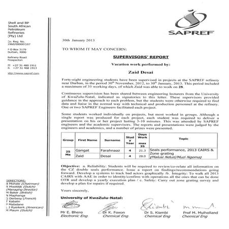 sapref-supervisors report | PDF