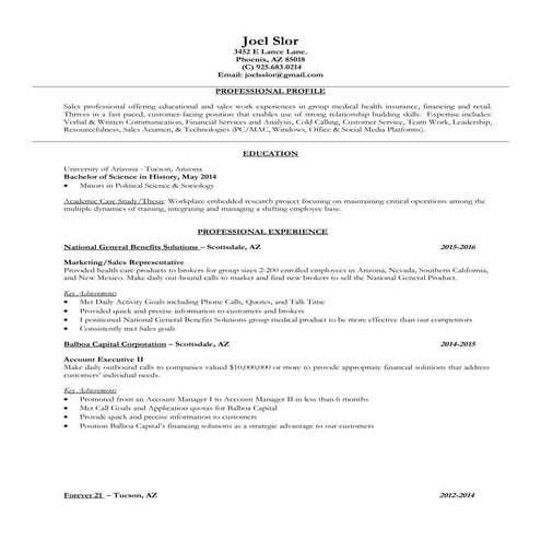 Joel Slor Resume #11 | DOC