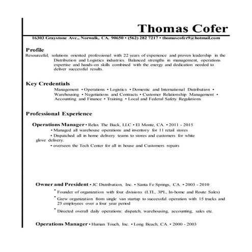ThomasCoferResume4 | PDF