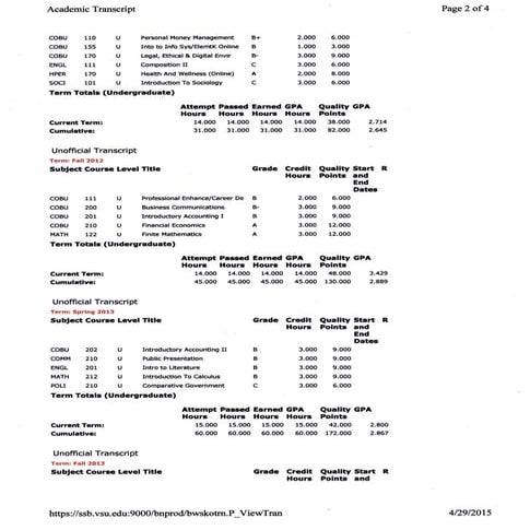VSU Transcript (1) | PDF