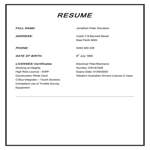 Resume - Jonathan Davidson | DOC