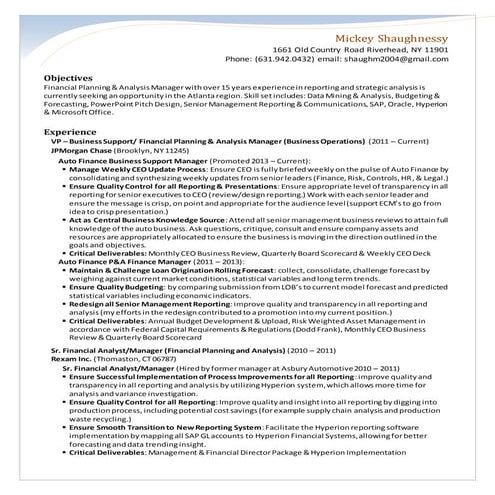 Mickey Shaughnessy - Resume 2016 | DOCX
