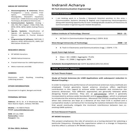 Indranil Acharya Resume | PDF