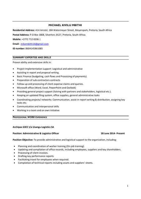 Curriculum Vitae Matthys Johannes Beukes | PDF | Business Administration | Business